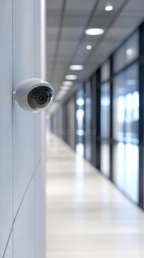 Security Camera Monitors Empty Hallway with Modern Design and ...