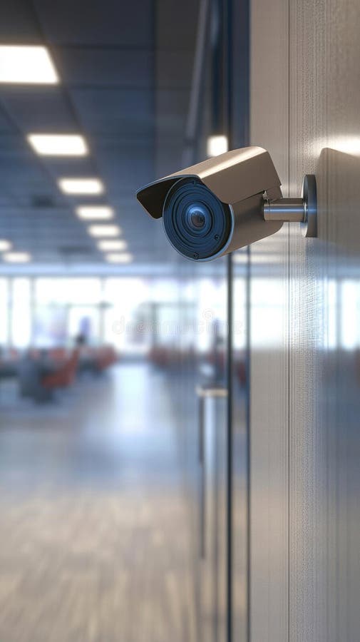 Security Camera Monitors Empty Office Space Surveillance Technology ...