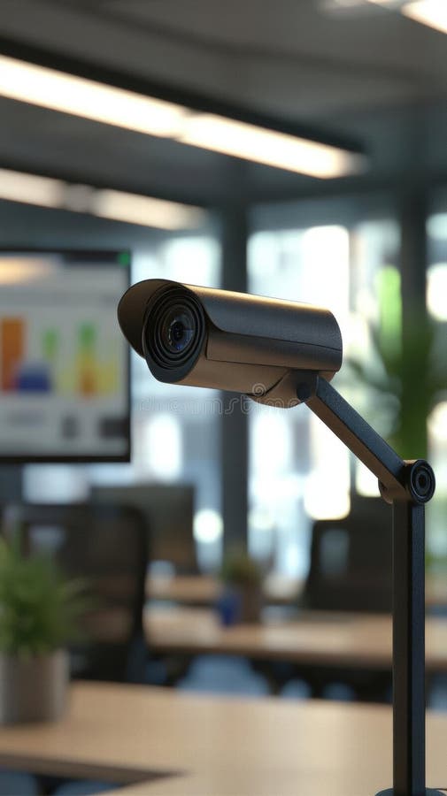 Security Camera Monitors Office Space with Advanced Surveillance ...