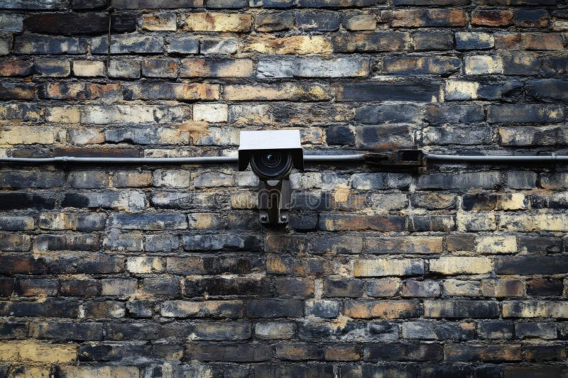 Security Camera Mounted on Brick Wall Stock Illustration - Illustration ...