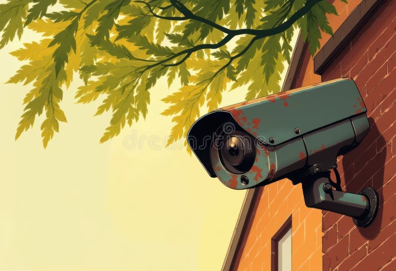 Security Camera Mounted on a Building Corner, Capturing the ...
