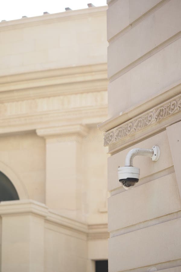 Security Camera Mounted on Building Corner for Monitoring Stock Photo ...