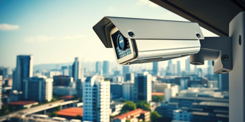 A Security Camera Mounted on a Building Wall. Ideal for Security and ...