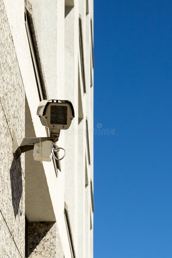 Security Camera Mounted on the Building Wall Stock Image - Image of ...