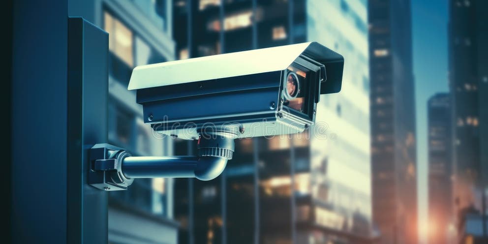 Security Camera Mounted on a Building Wall, Suitable for Surveillance ...