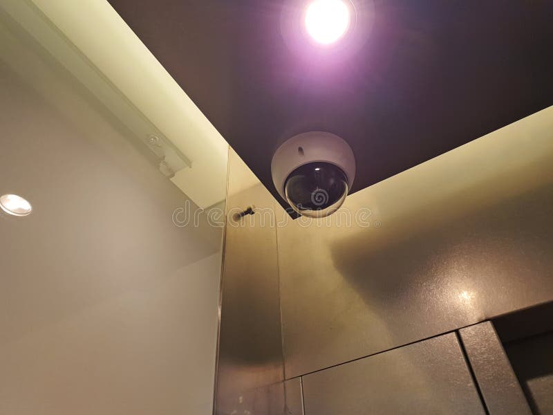 Security Camera Mounted Ceiling of the Lift Stock Image - Image of ...