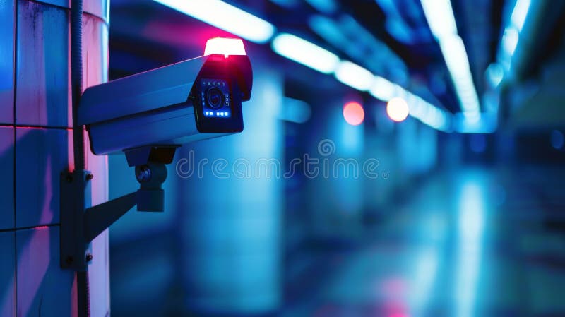 Security Camera Mounted in Hallway Stock Image - Image of indoor ...