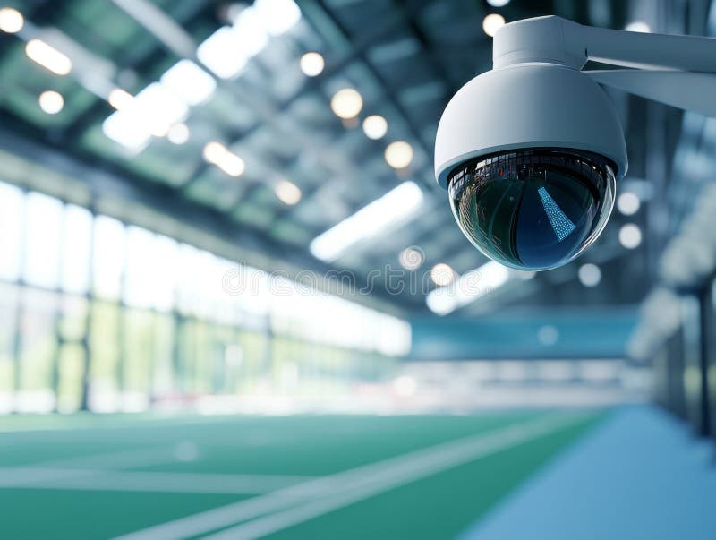Security Camera Mounted in Indoor Sports Facility Stock Illustration ...