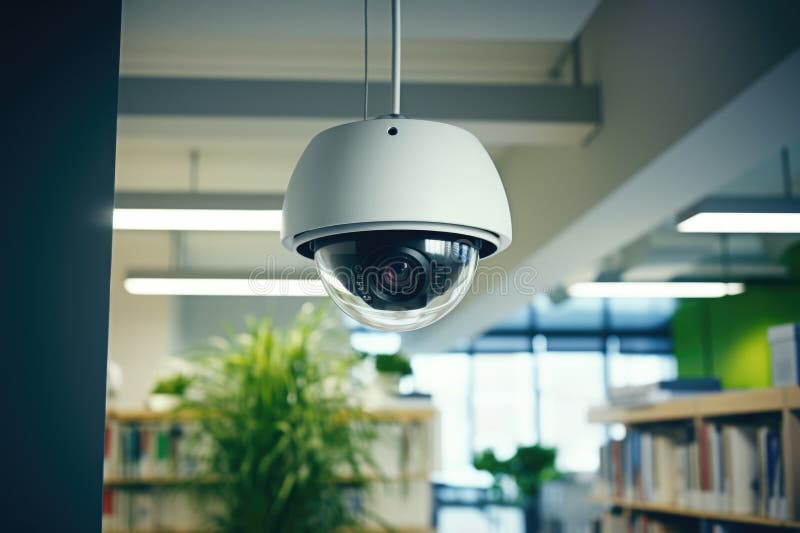 Security Camera Mounted on Library Wall. Suitable for Surveillance ...