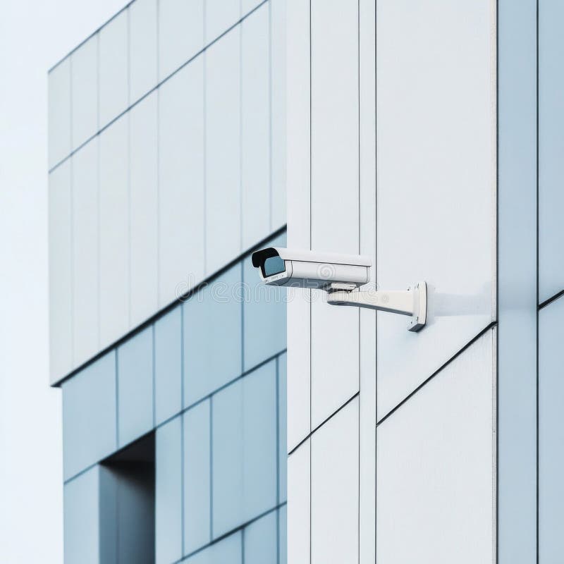 Security Camera Mounted on Modern Building Exterior Stock Illustration ...