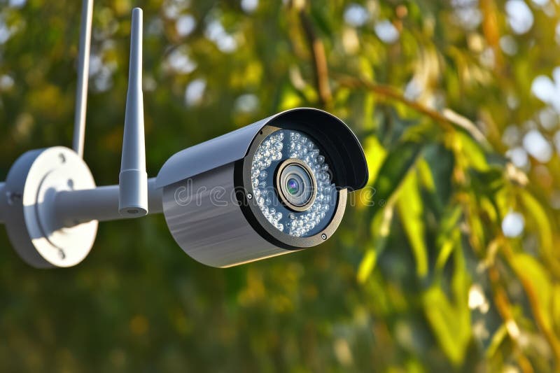 Security Camera Mounted Outdoors Monitoring the Surrounding Environment ...