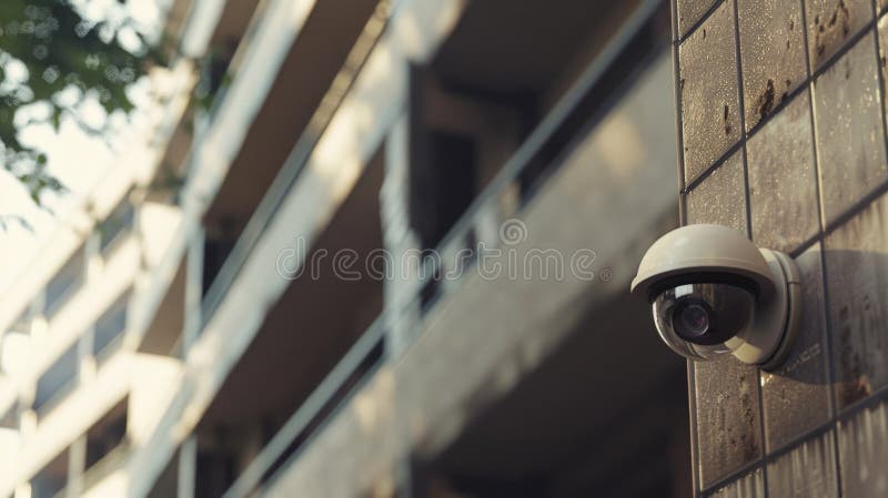A Security Camera Mounted on the Side of a Building. Can Be Used To ...
