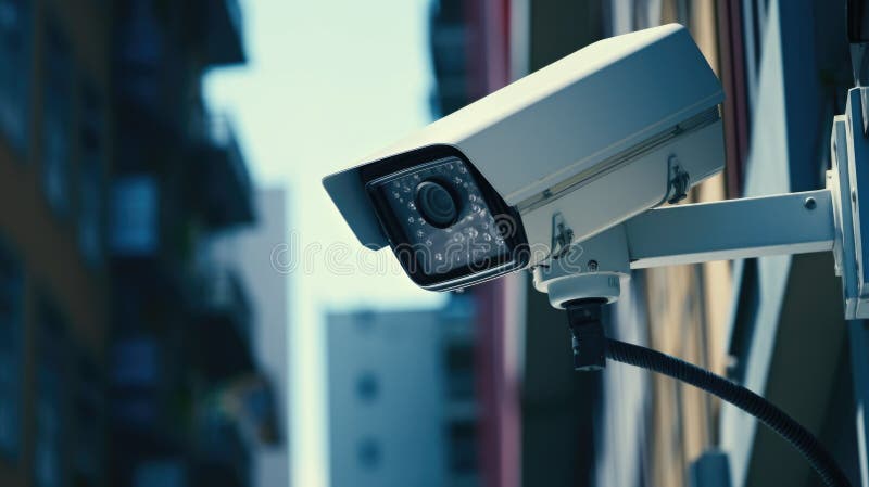 A Security Camera Mounted on the Side of a Building. Suitable for ...