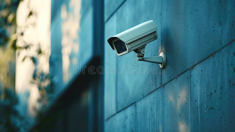 A Security Camera Mounted on the Side of a Building. Suitable for ...