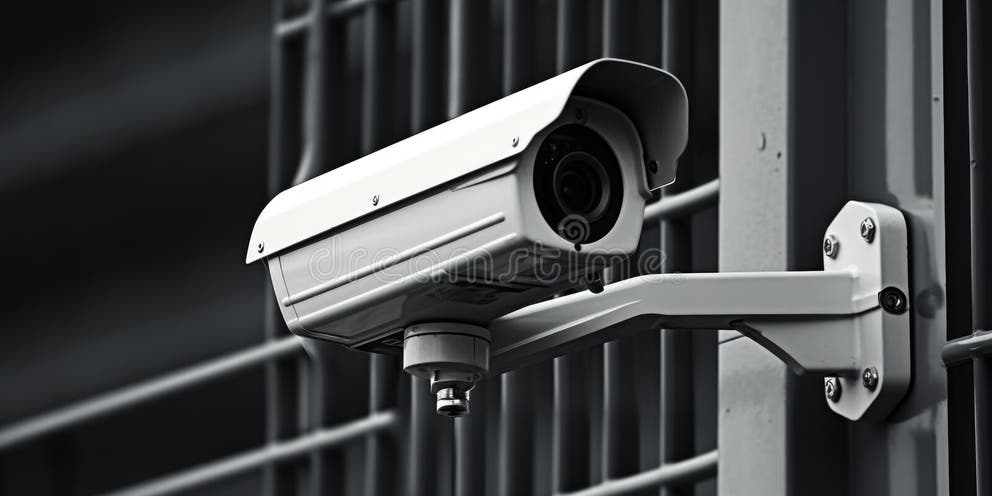 A Security Camera Mounted on the Side of a Building. Suitable for ...