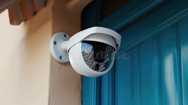 A Security Camera Mounted on the Side of a Building. Suitable for ...