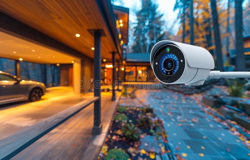 Security Camera Mounted on the Side of House Stock Photo - Image of ...