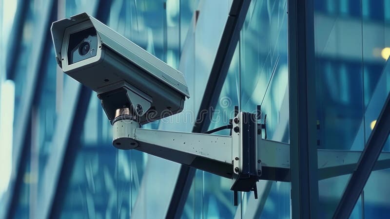 Security Camera Monitoring Modern Glass Office Building Stock Footage ...