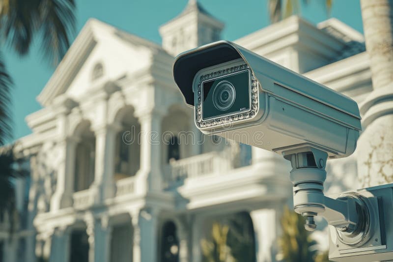 A Security Camera Mounted To the Side of a Building for Surveillance ...
