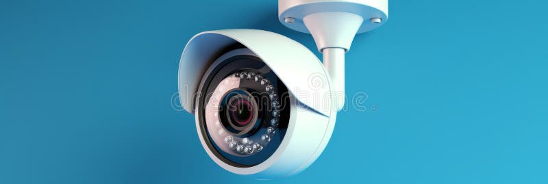 Modern Blue Security Camera Mounted Wall Generative Ai Stock Photos ...