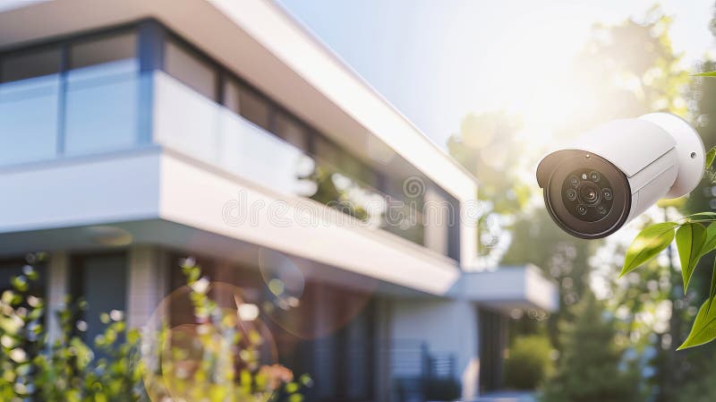 Security Camera Mounted on the Wall of a Modern House. Concept of Home ...