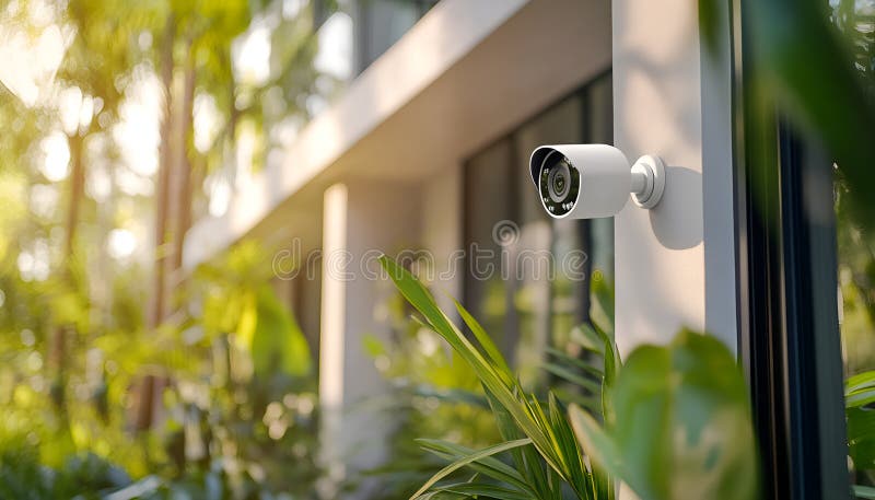 Security Camera Mounted on the Wall of a Modern House. Concept of Home ...