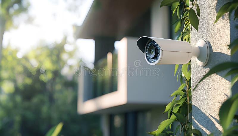 Security Camera Mounted on the Wall of a Modern House. Concept of Home ...