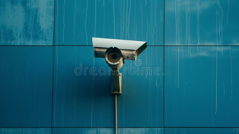 A Security Camera is Mounted on a Wall Stock Illustration ...