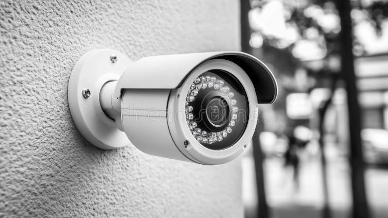 Security Camera Mounted on Wall Surveillance CCTV Home Security System ...