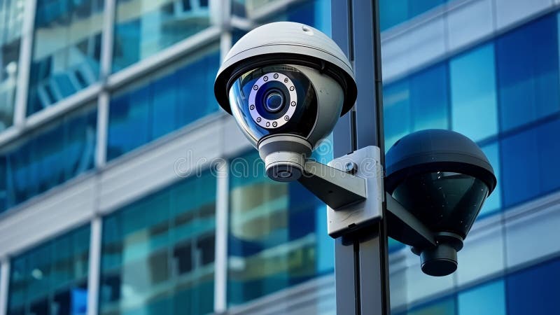 Security Camera Observing Modern Glass Office Building Stock Video ... Security Camera Observing Modern Glass Office Building Stock Video ...