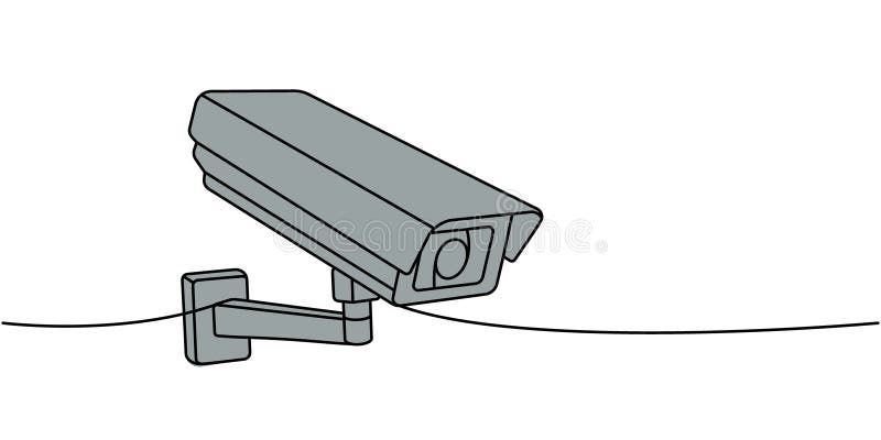 Security Camera One Line Colored Continuous Drawing. Security ...