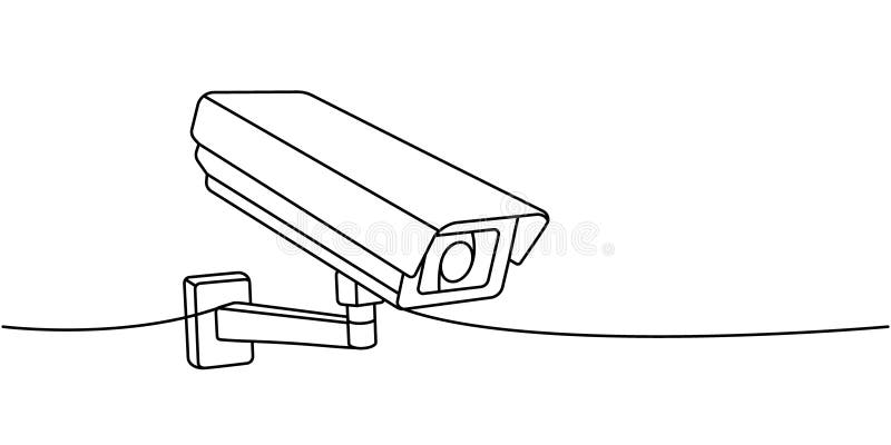 Security Camera One Line Continuous Drawing. Security Surveillance ...