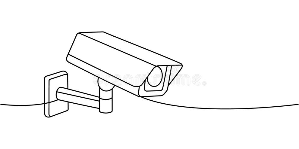 Security Camera One Line Continuous Drawing. Security Surveillance ...