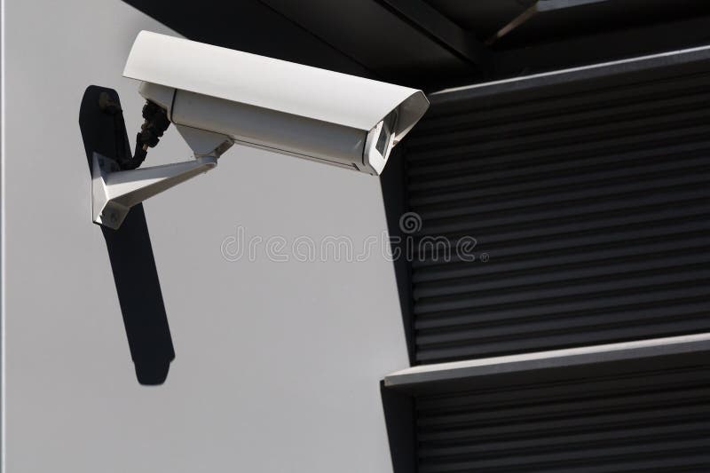 Security Camera Outdoors. Private Property Protection Concept. Stock ...