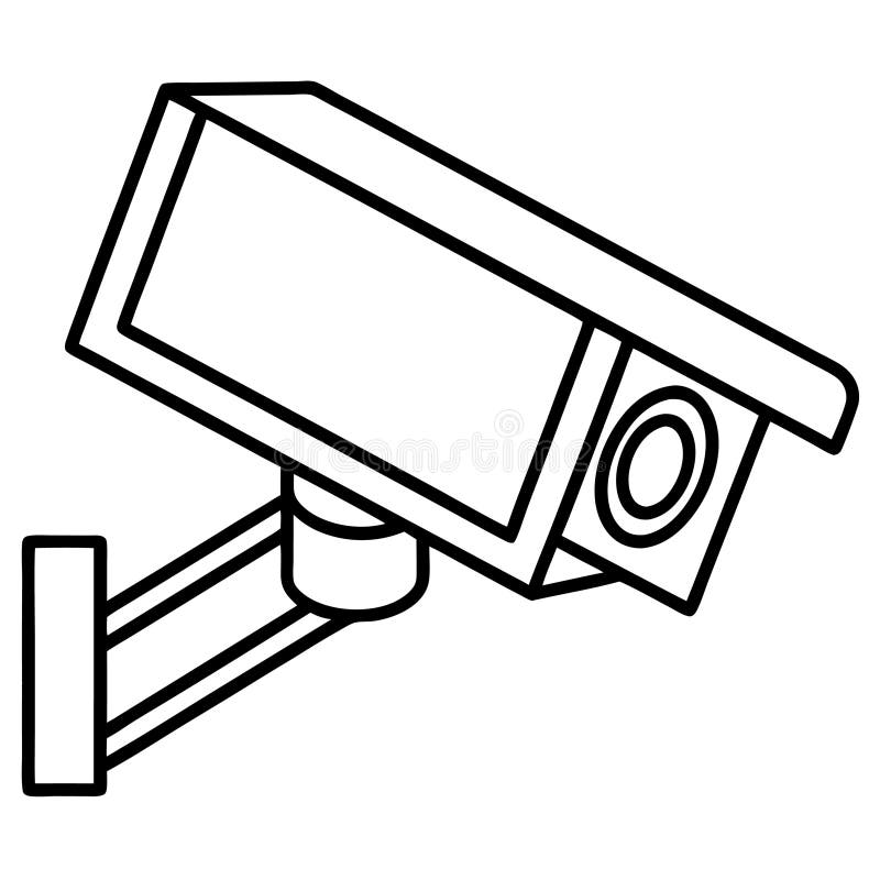 Security Camera Outline Icon - CCTV Surveillance System Drawing Stock ...