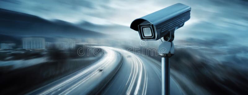 A Security Camera Overseeing a Busy Highway with Light Trails from ...