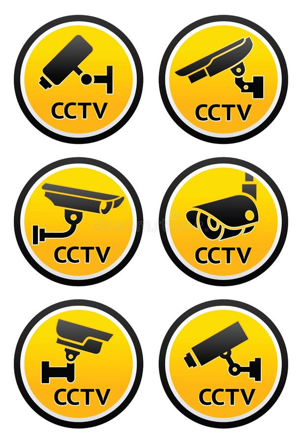 Security Camera Pictogram, Set CCTV Round Signs Stock Vector ...