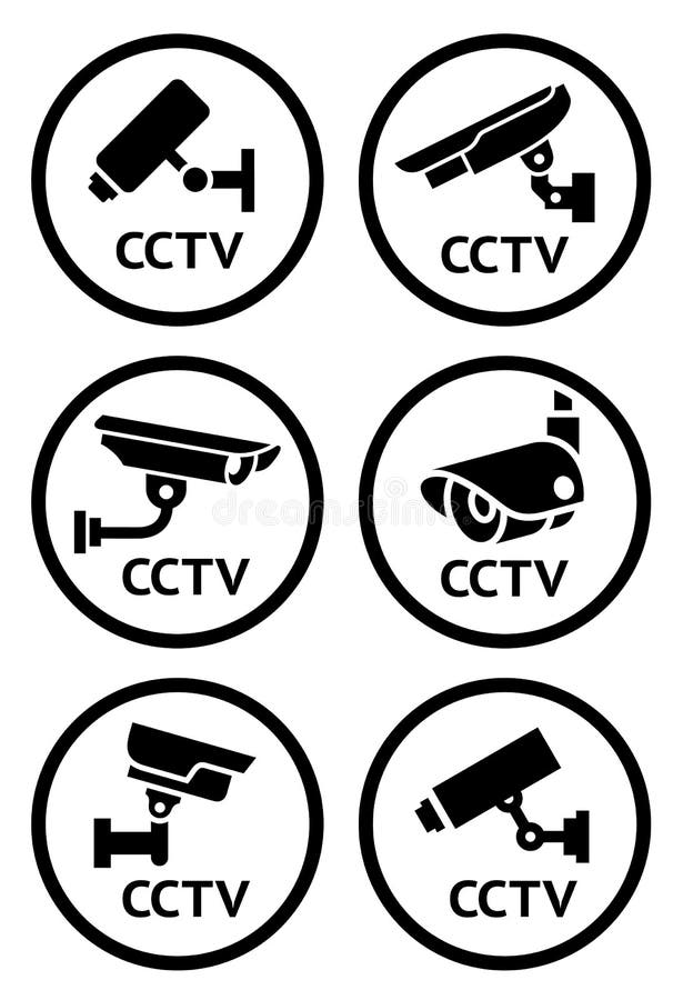 Security Camera Pictograms Set Stock Vector - Illustration of caution ...