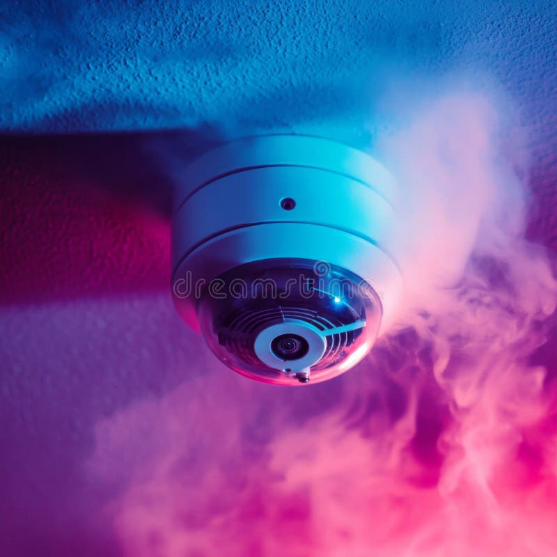 Security Camera in Pink and Blue Smoke Stock Illustration ...