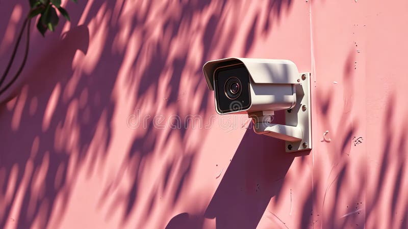 Security Camera on a Pink Wall with Shadows, Surveillance Concept Stock ...