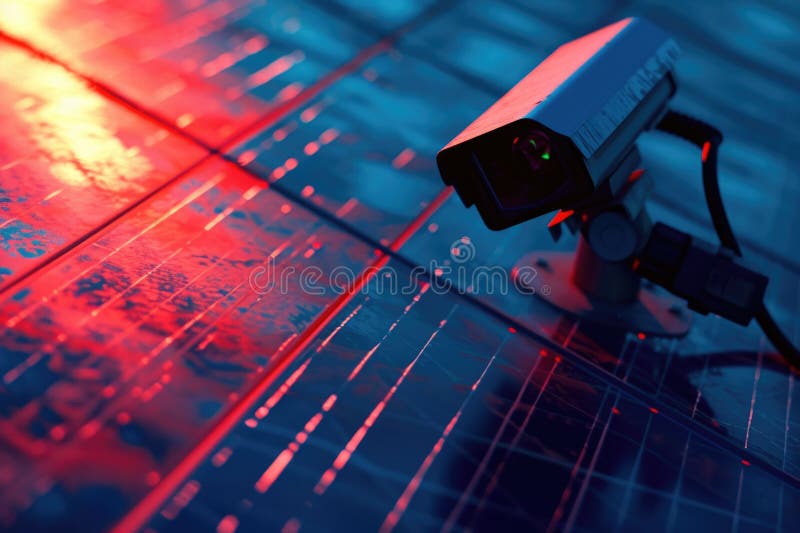 A Security Camera Positioned on Top of a Tiled Floor. Suitable for ...