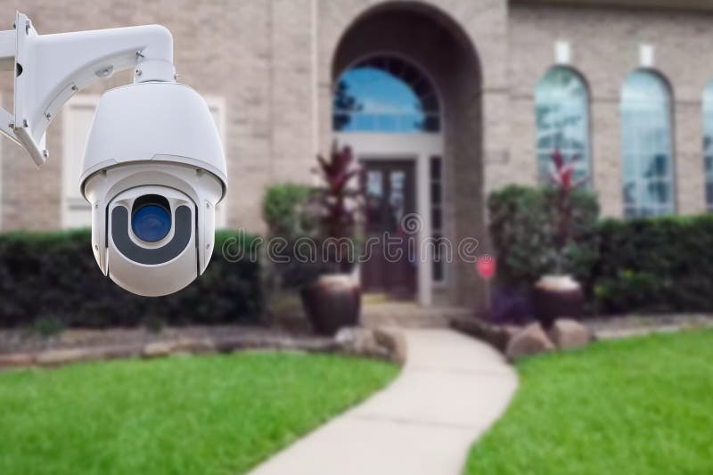 Security Camera and Private House on the Background. Stock Image ...