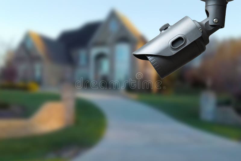 Security Camera and Private House on the Background. Stock Image ...