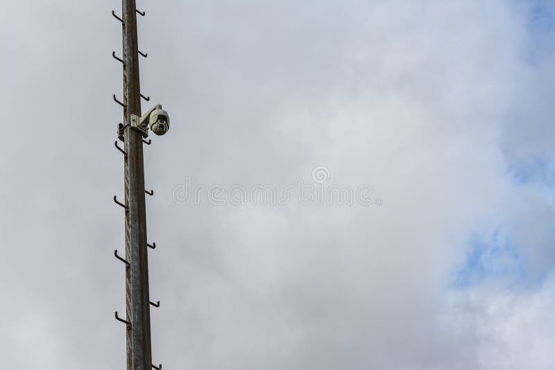 Security camera pylon stock photo. Image of surveillance - 214010682