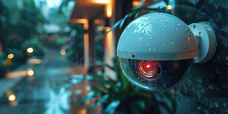 Security Camera in the Rain. Created by Generative Artificial ...
