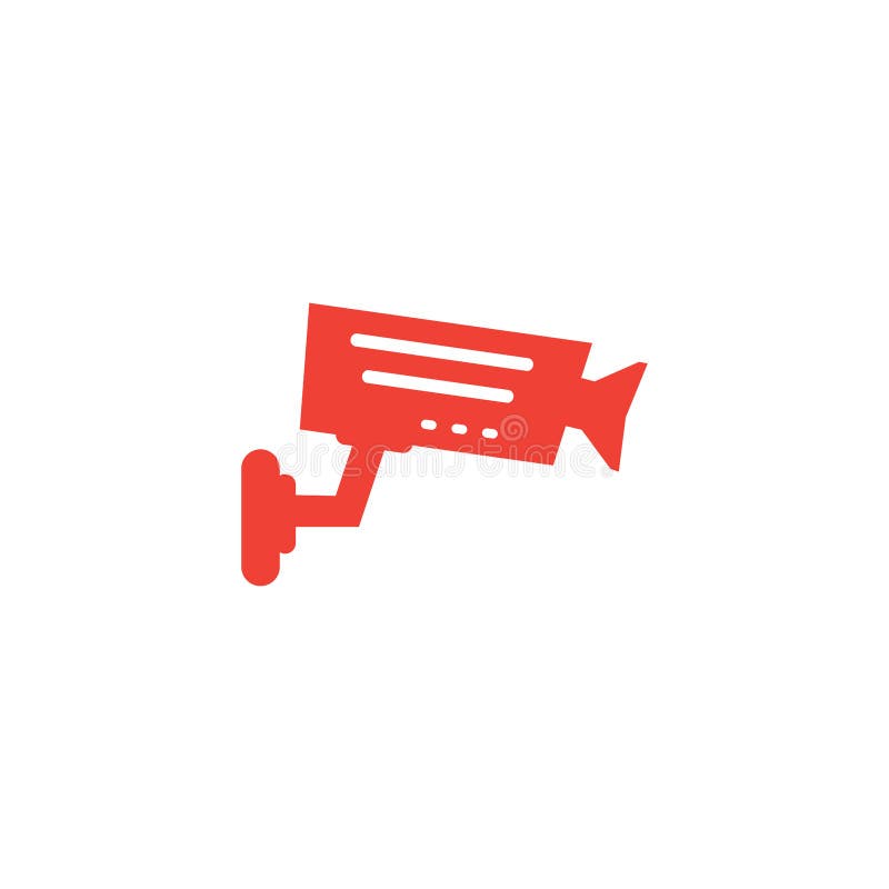 Security Camera Red Icon On White Background. Red Flat Style Vector ...