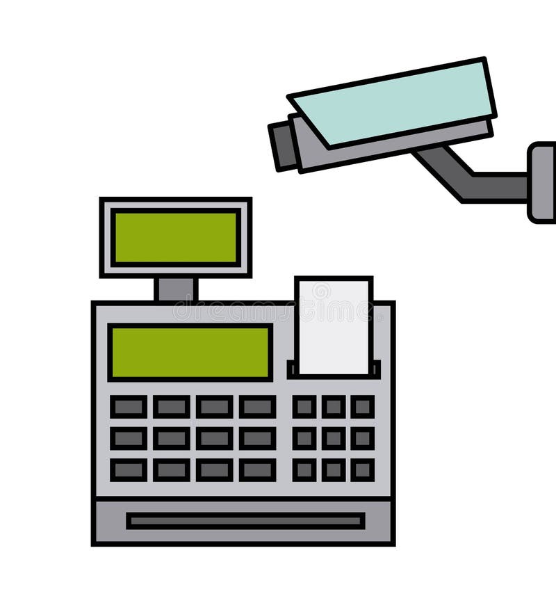 Security Camera with Register Machine Stock Vector - Illustration of ...