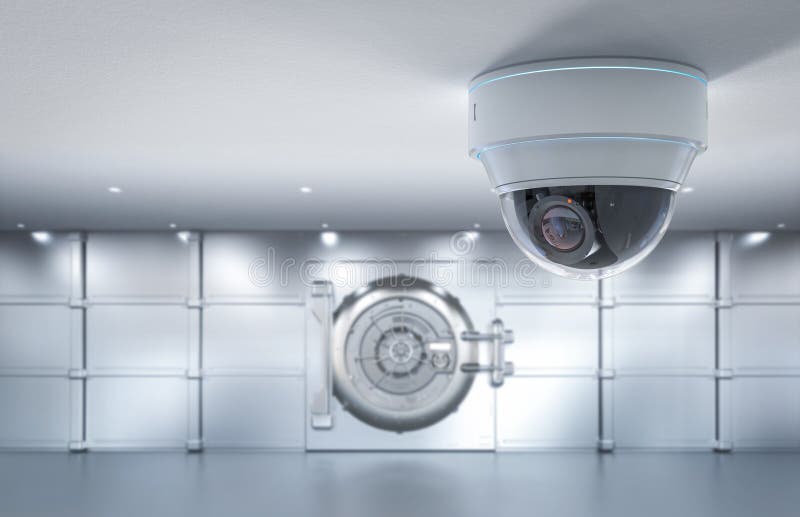 Security Camera in Safe Deposit Boxes Room Stock Illustration ...