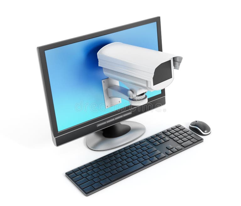 Security Camera on the Screen Stock Image - Image of technology, screen ...