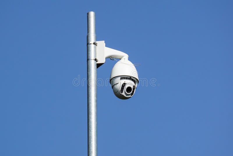Security Camera that Sees 360 on Light Pole Stock Image - Image of pole ...